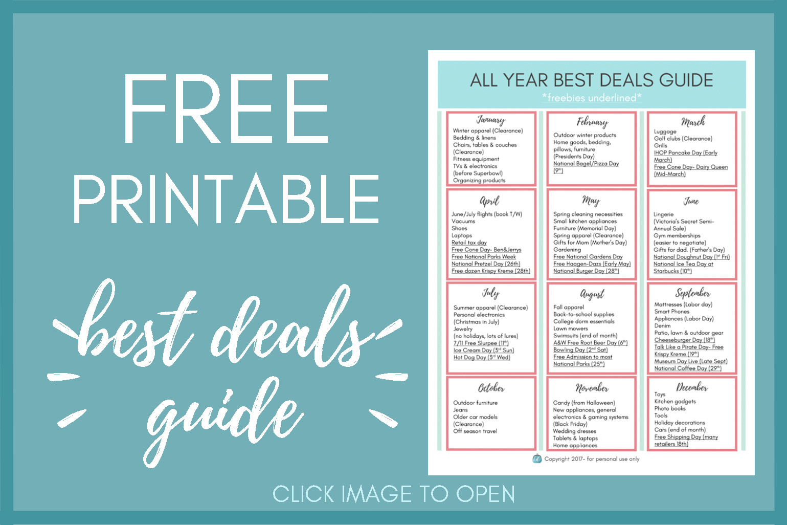 Free Printables for Subscribers